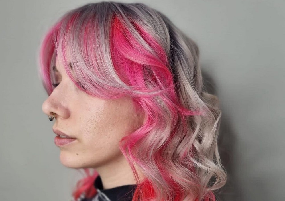 23 Gray Hair With Blue, Lavender and Pink Highlights